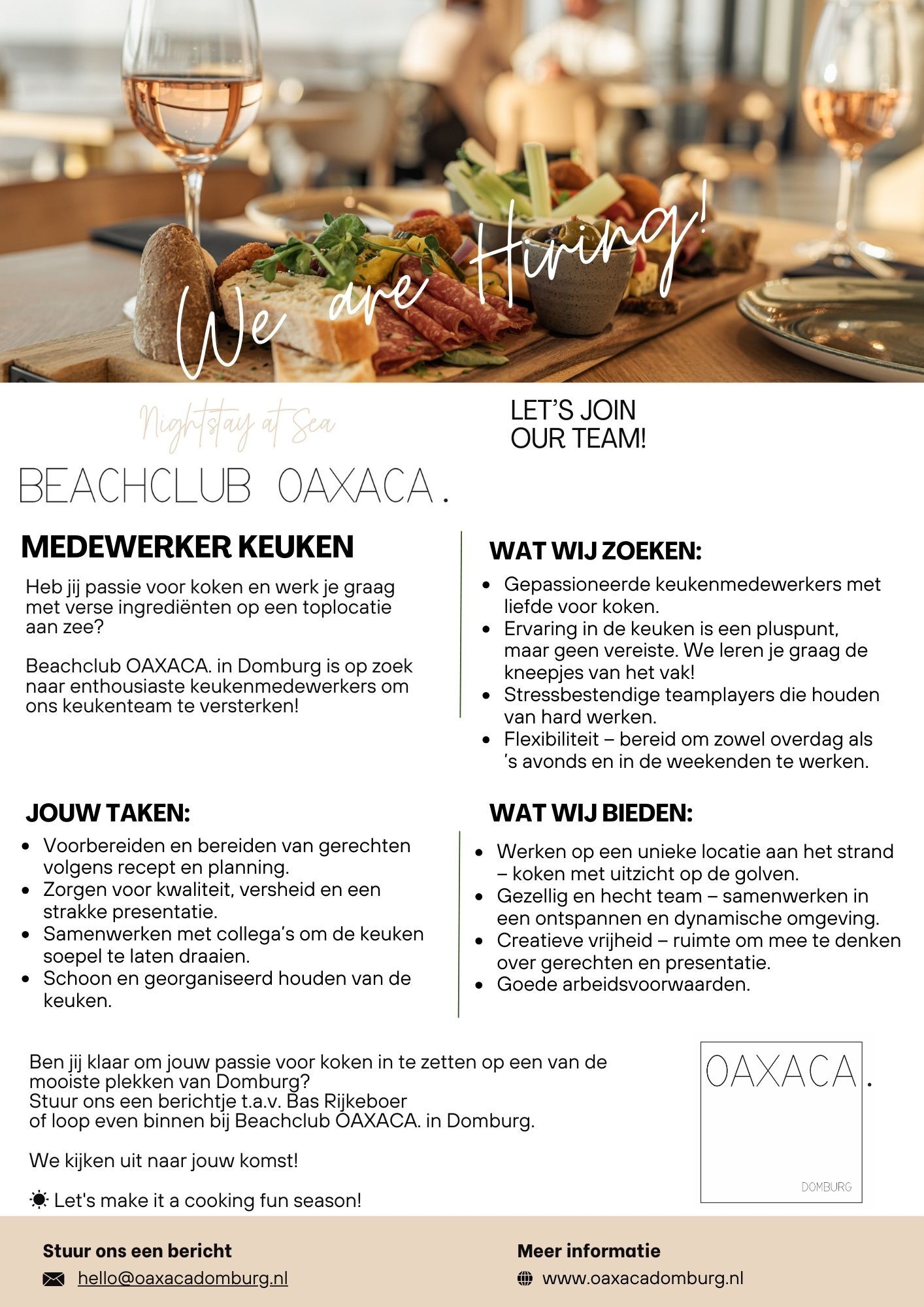 Vacatures - Beachclub OAXACA. | Restaurant in Domburg